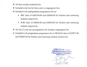 FEES SCHEDULE FOR 2022-2023 ACADEMIC YEAR – AAMUSTED-MAMPONG
